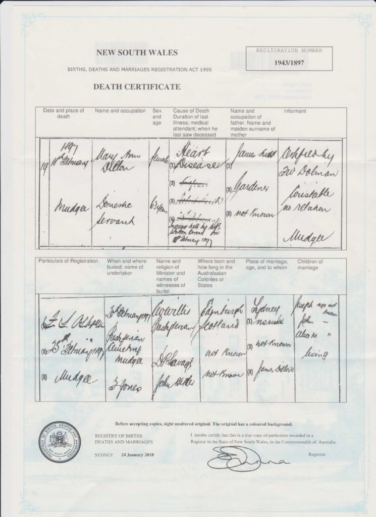 James Kidd of Fifeshire, Scotland and Sydney, New South Wales ...