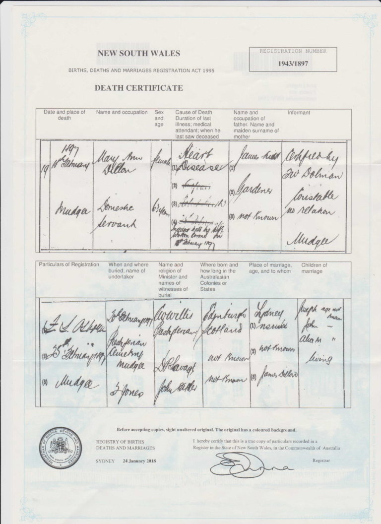 James Kidd of Fifeshire, Scotland and Sydney, New South Wales ...