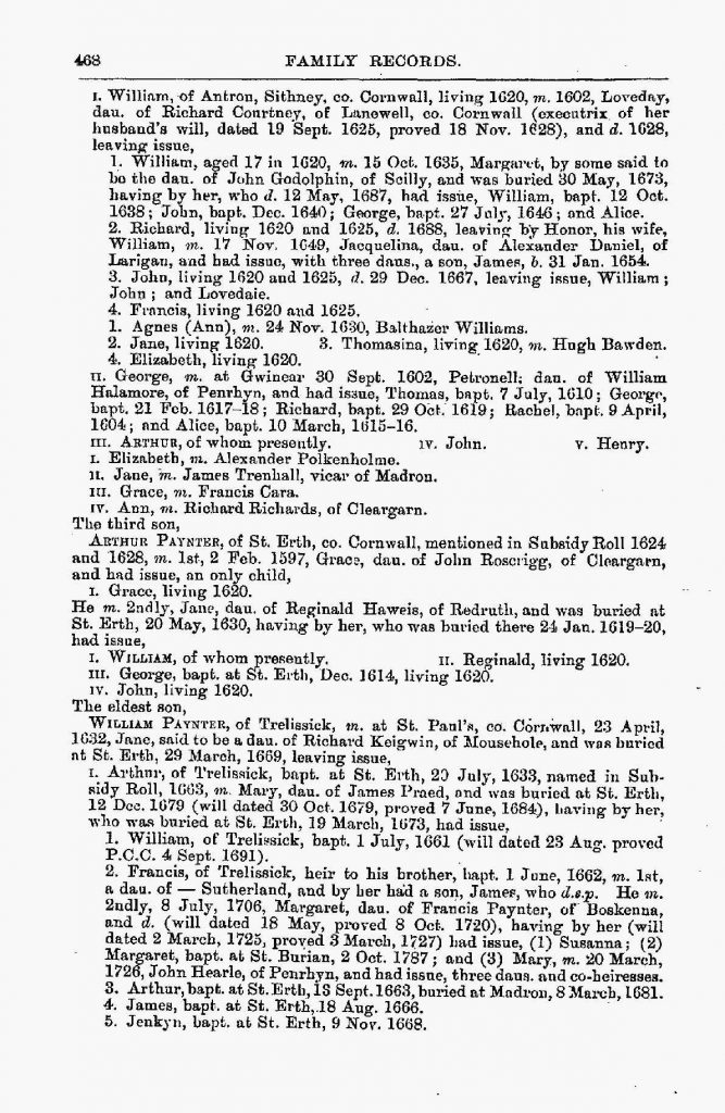 The Paynter Family of Deverell, Cornwall and The Keigwin Family of ...